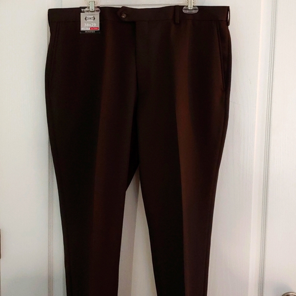 Roundtree & Yorke | Pants | Mens Dark Brown Dress Slacks Nwt 38x29 ...